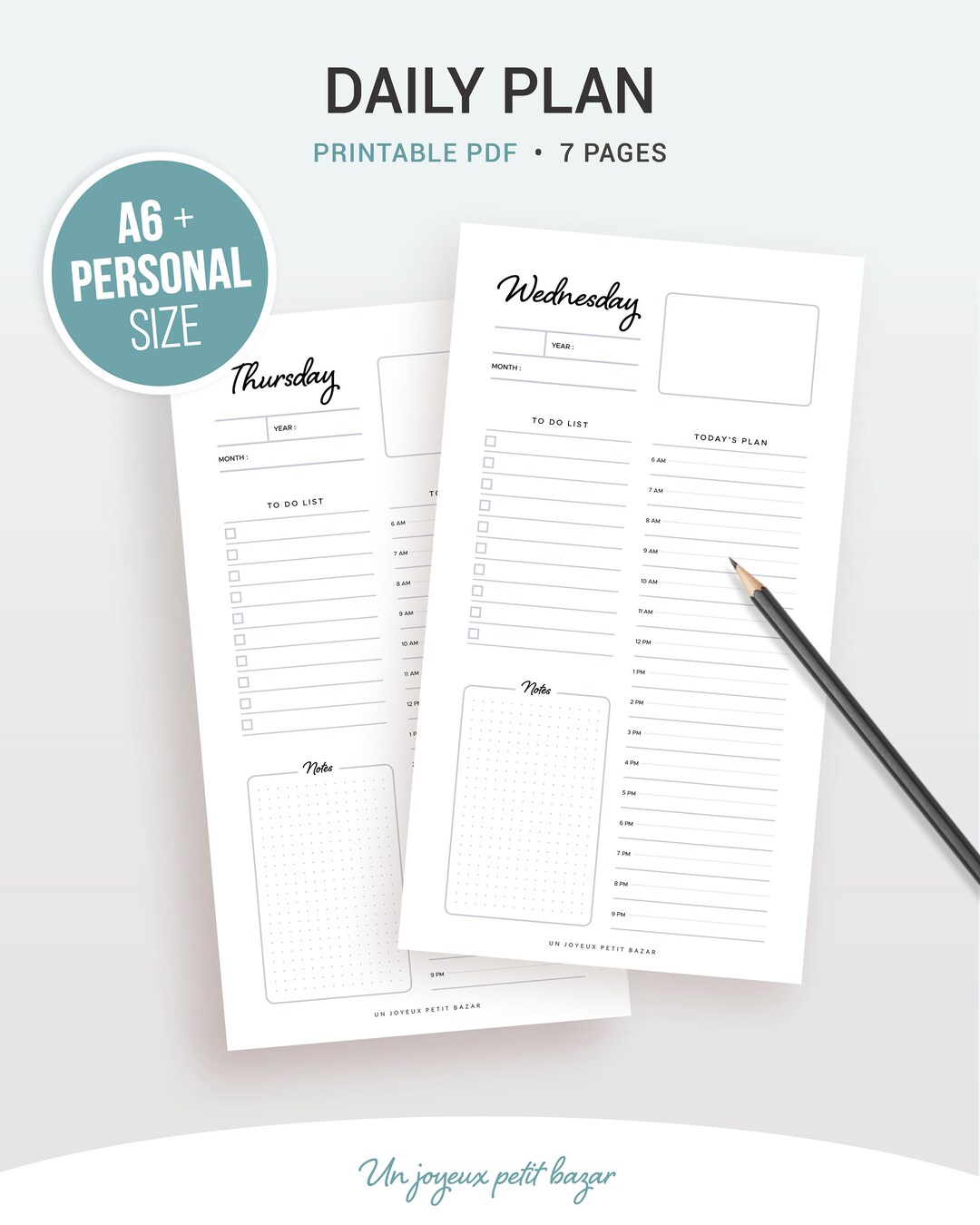 DAILY PLAN, Undated Daily Planner, Daily Diary, Printable Planner, 366 ...