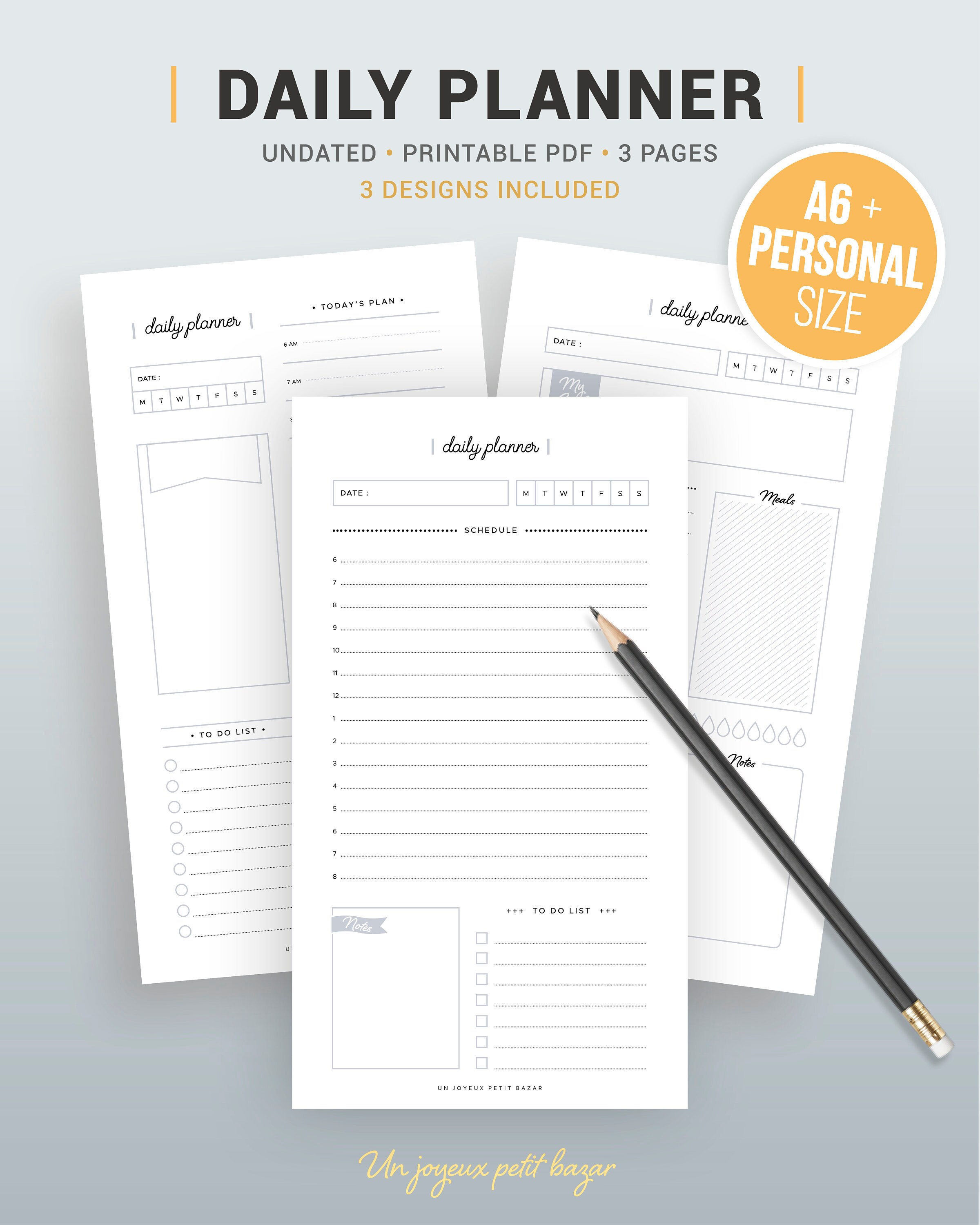 DAILY PLANNER PAGES / Printable / Undated Planner Pages, Blank Daily ...