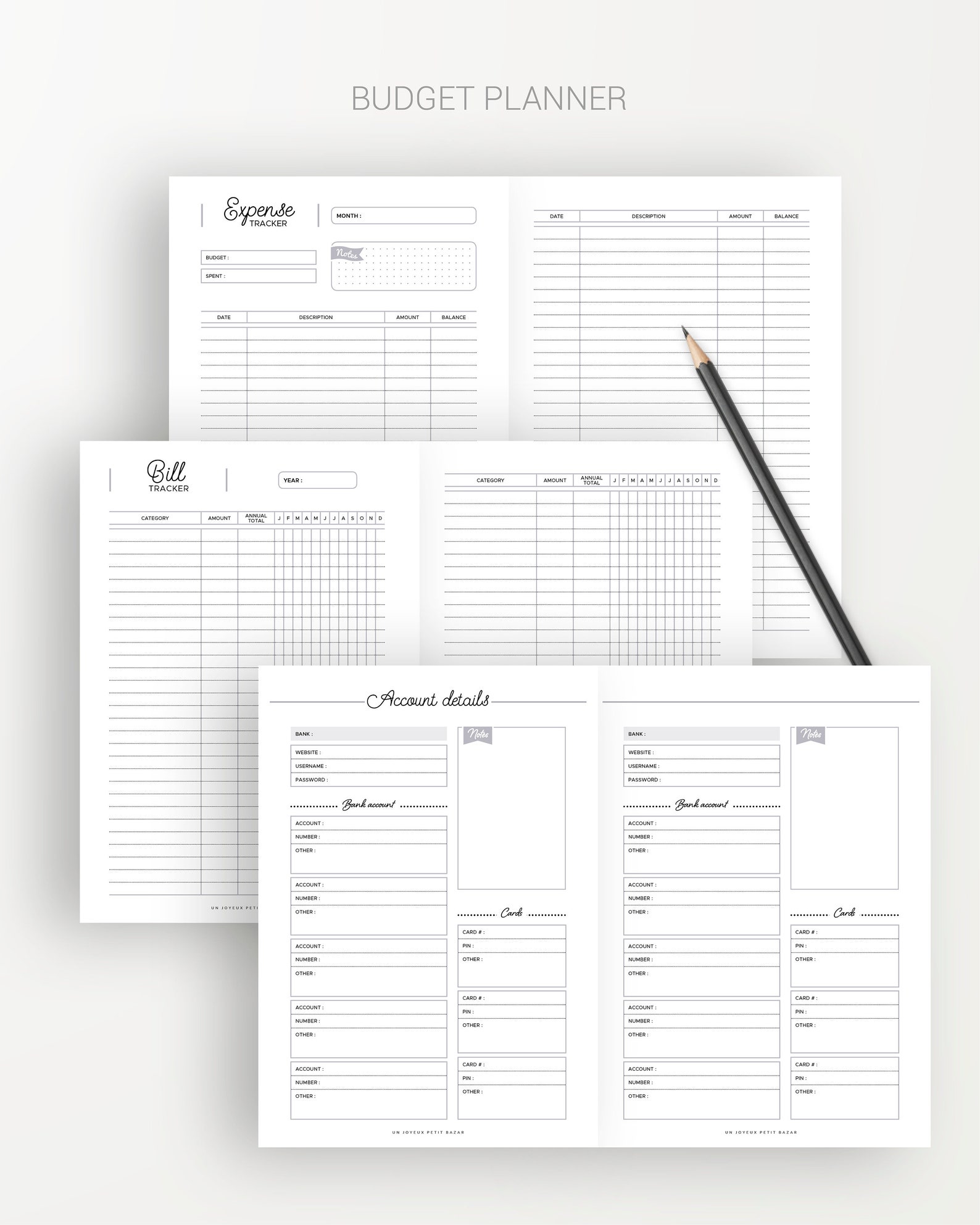 BUDGET PLANNER / Printable / Finance Planner, Account Transaction ...