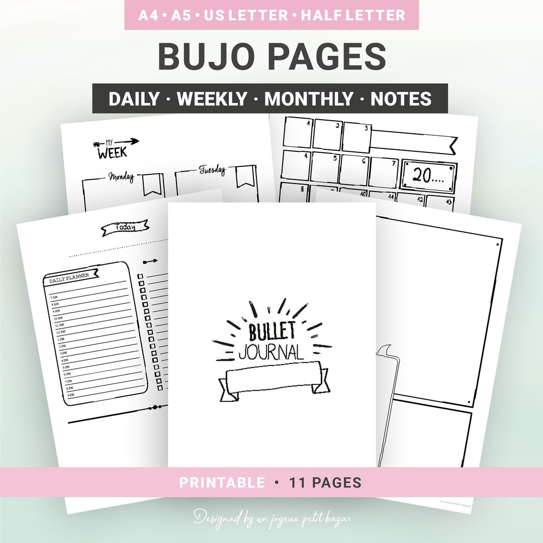 Illustrated Printable Pages for Planner, Undated Monthly Calendar ...
