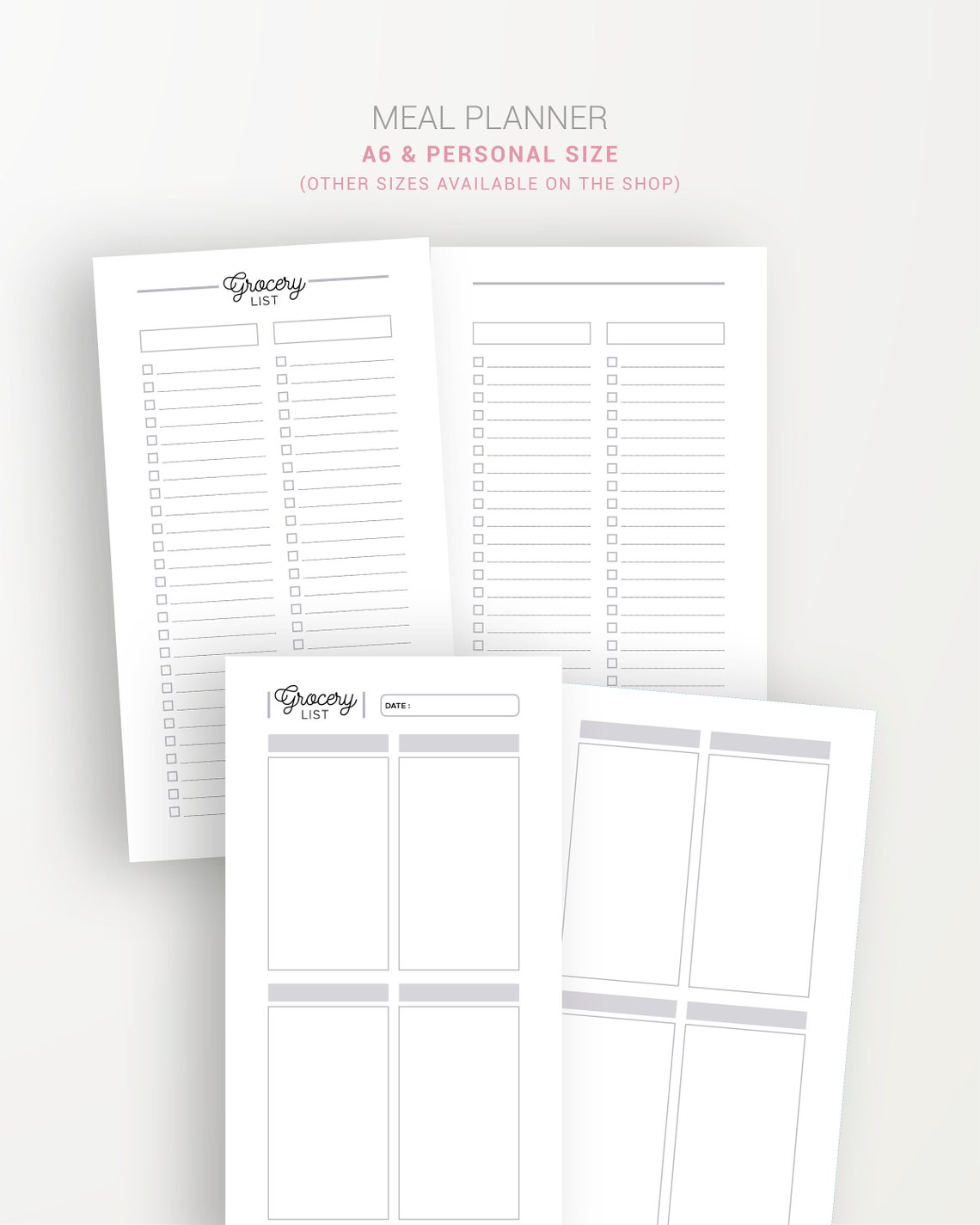 MEAL PLANNER Printable, Shopping List, Recipe Cards, Preparation of ...