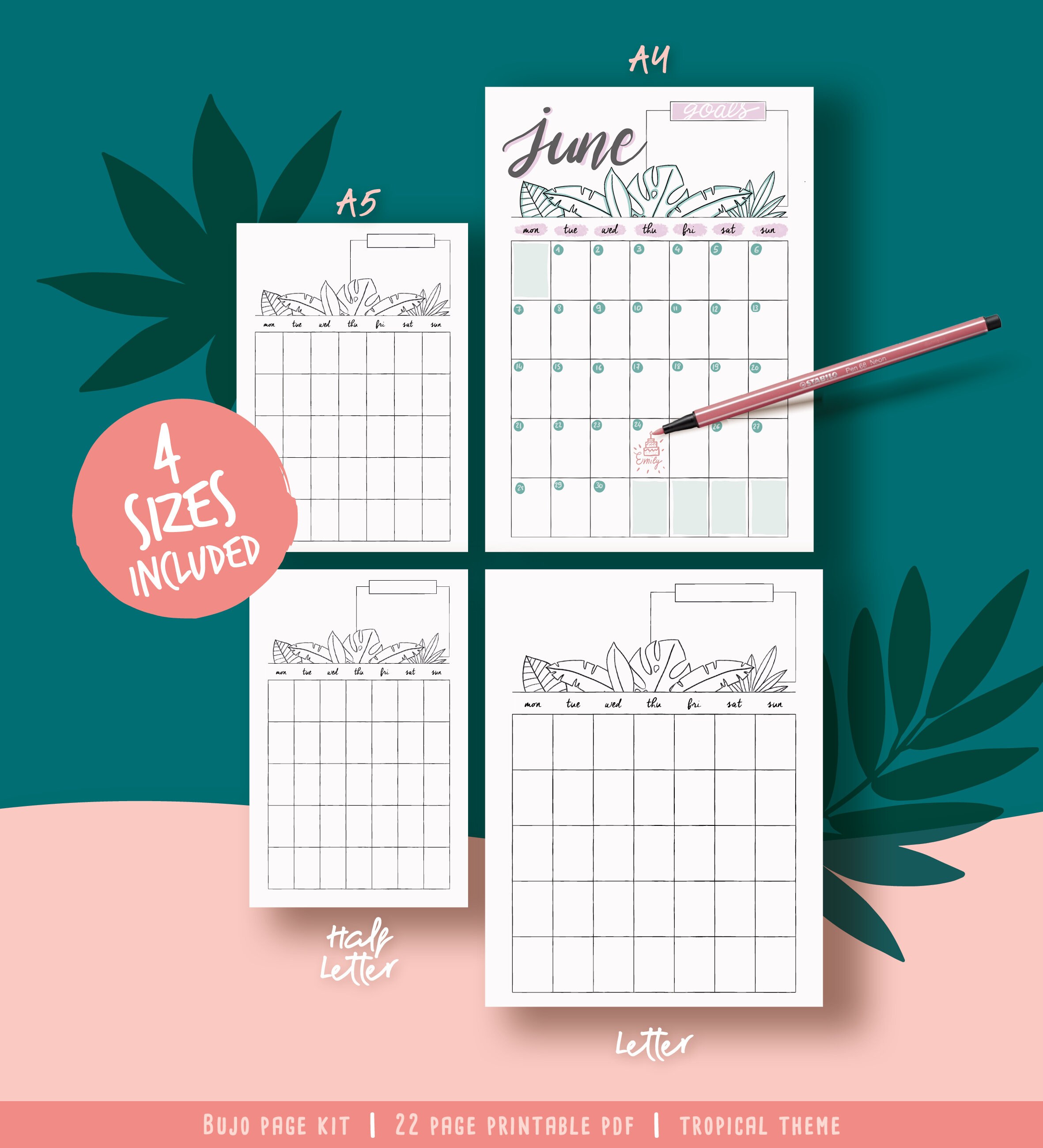Printable Pages for Illustrated Planner Coloring Tropical - Etsy UK