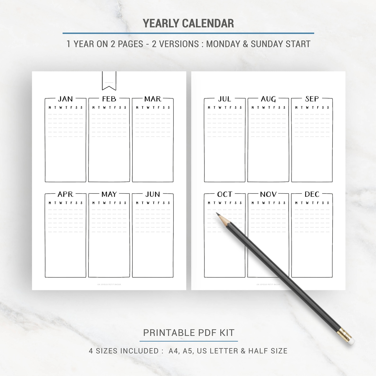 Illustrated Printable Pages for Planner, Undated Calendars, Weekly and ...