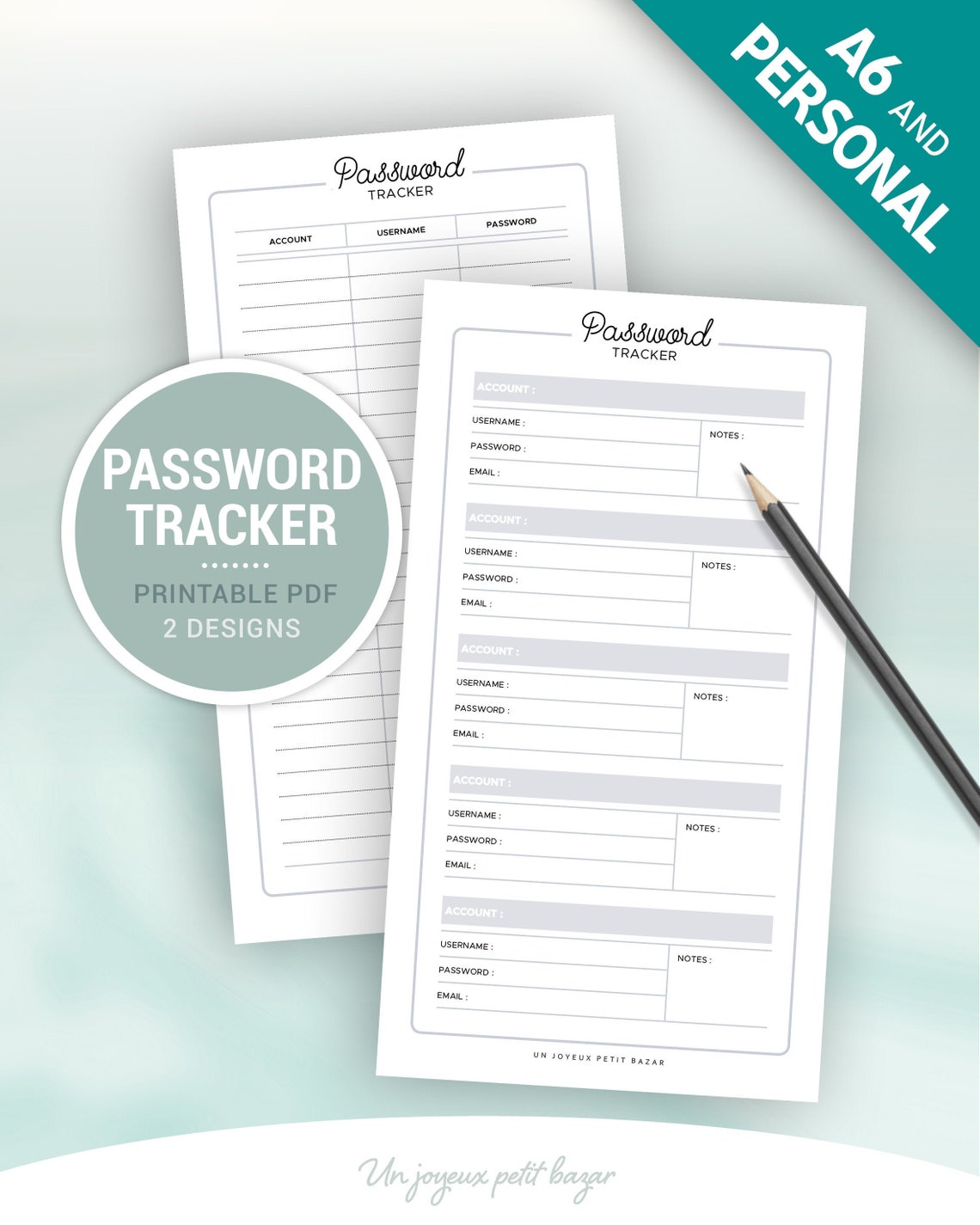 Password Tracker, Account Information Tracker, Pass Code Organizer ...