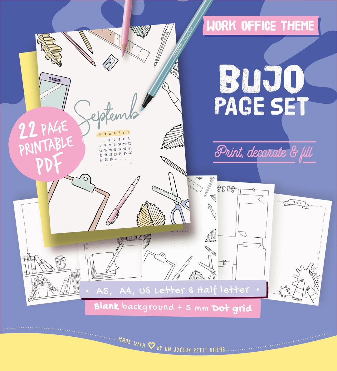 Printable Pages for Illustrated Planner, Coloring Work Office Theme ...