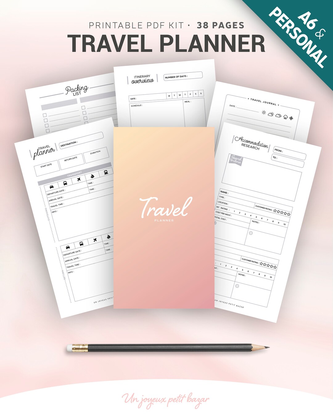TRAVEL PLANNER Printable, Vacation Planner Kit, Travel Journal, Trip ...