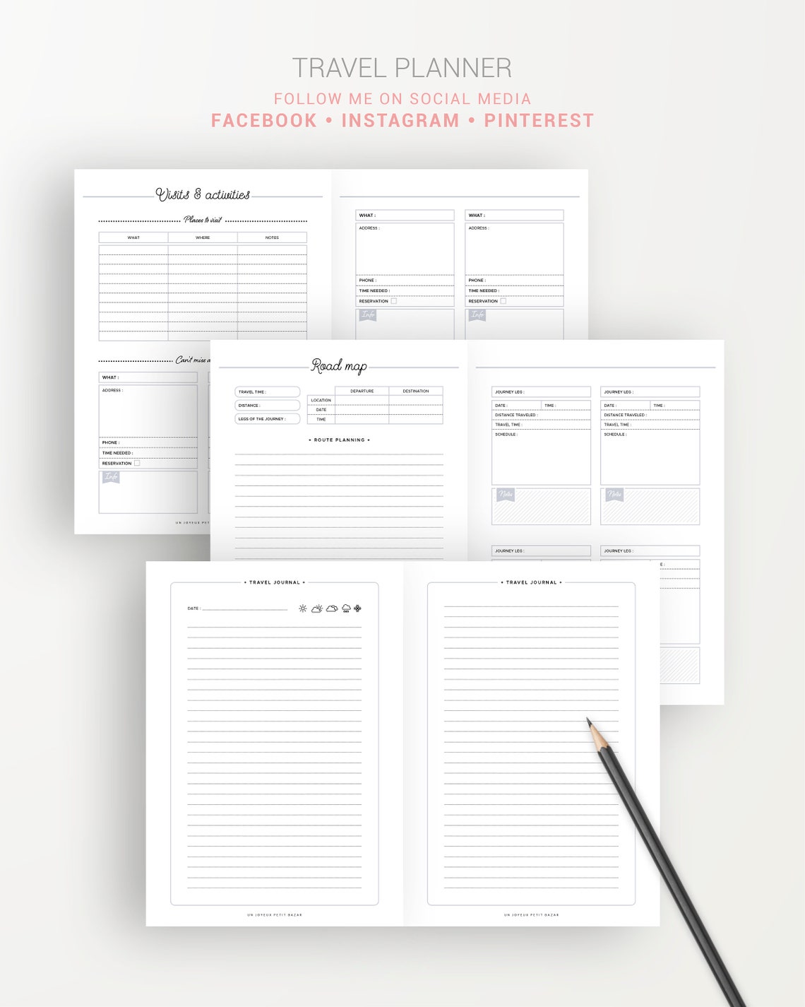 TRAVEL PLANNER / Printable / Vacation Planner, Road Map, Travel Budget ...