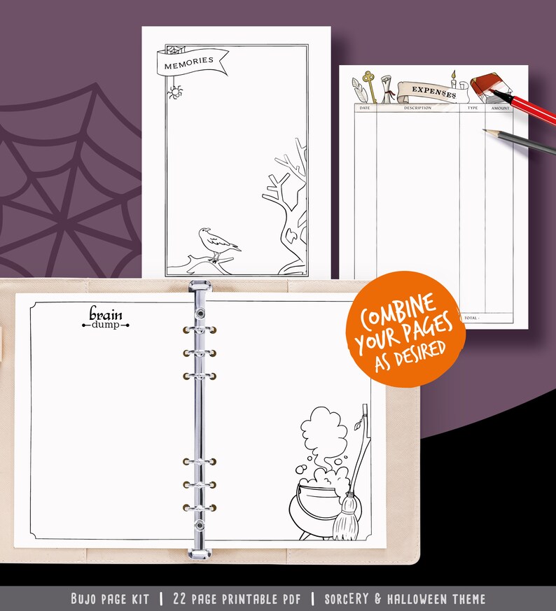 Printable Pages for Illustrated Planner, Halloween & Sorcery, Undated ...