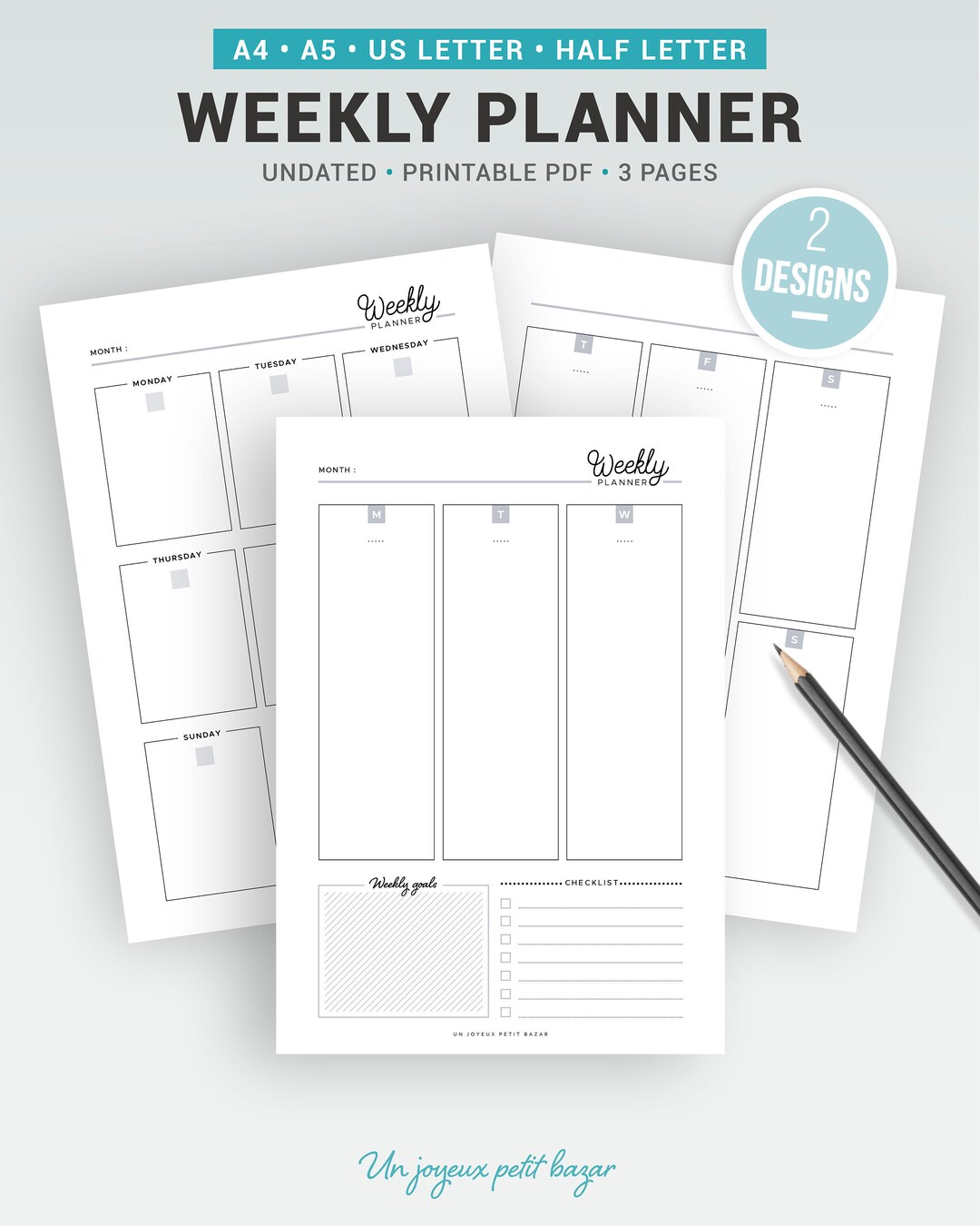 WEEKLY PLANNER PAGES / Printable / Undated Planner Pages, Blank Weekly ...