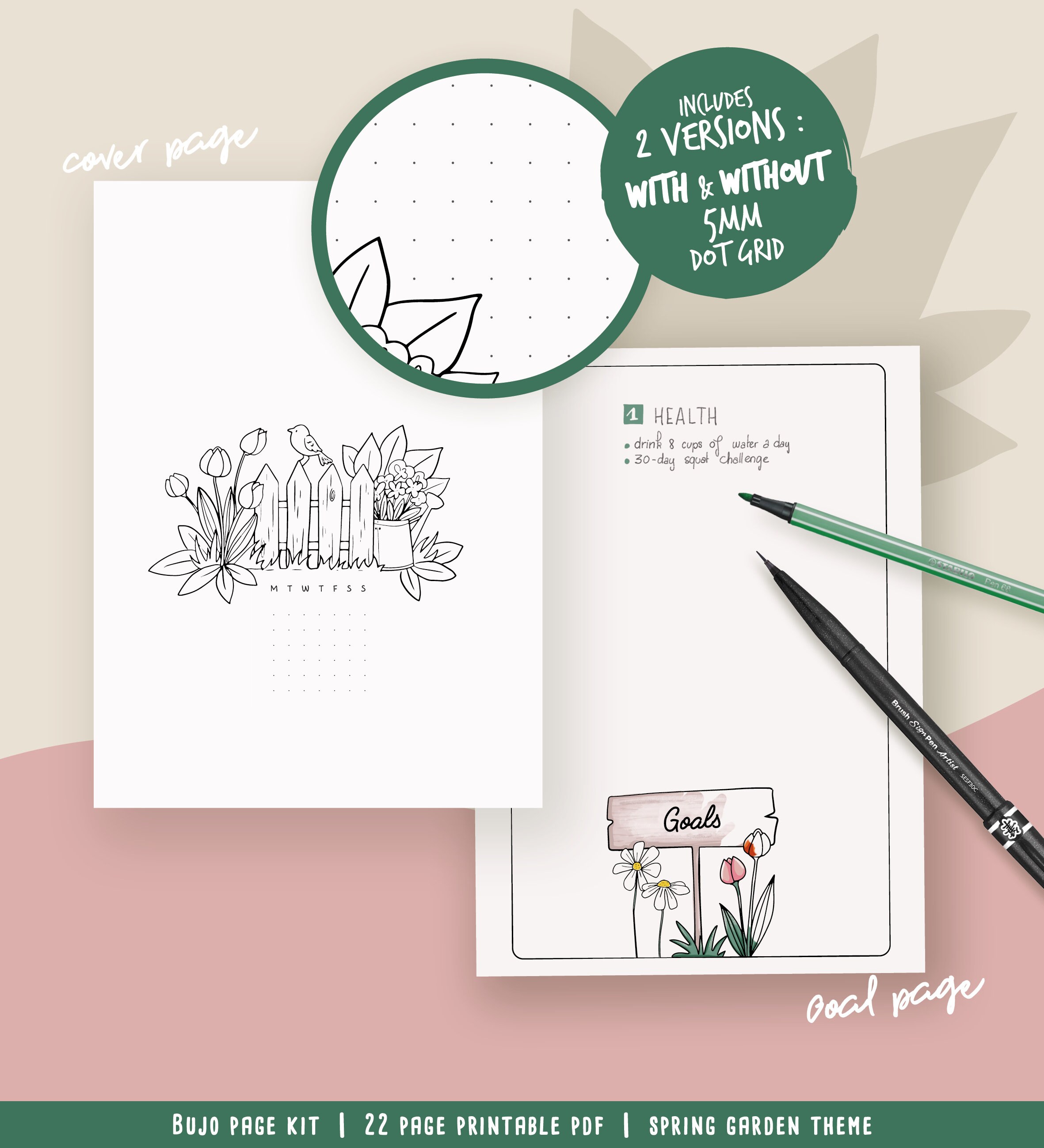 Printable Pages for Illustrated Planner, Coloring Spring Theme, Undated ...