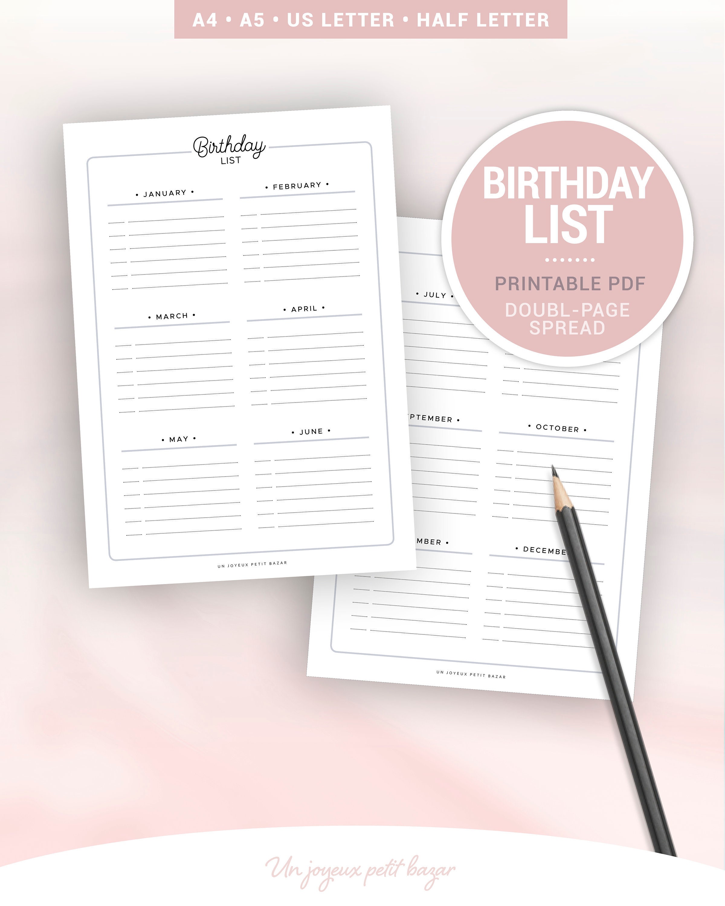 Birthday Tracker Printable, Birthday Reminder, Birthday List, Birthday ...
