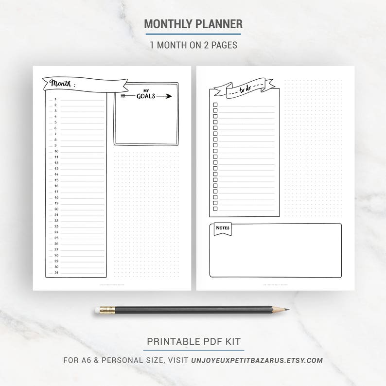 Illustrated Printable Pages for Planner Undated Calendars - Etsy