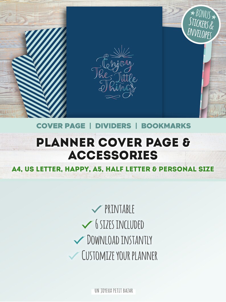 PLANNER COVER PAGE & Accessories, Printable, Cover Page, Divider ...