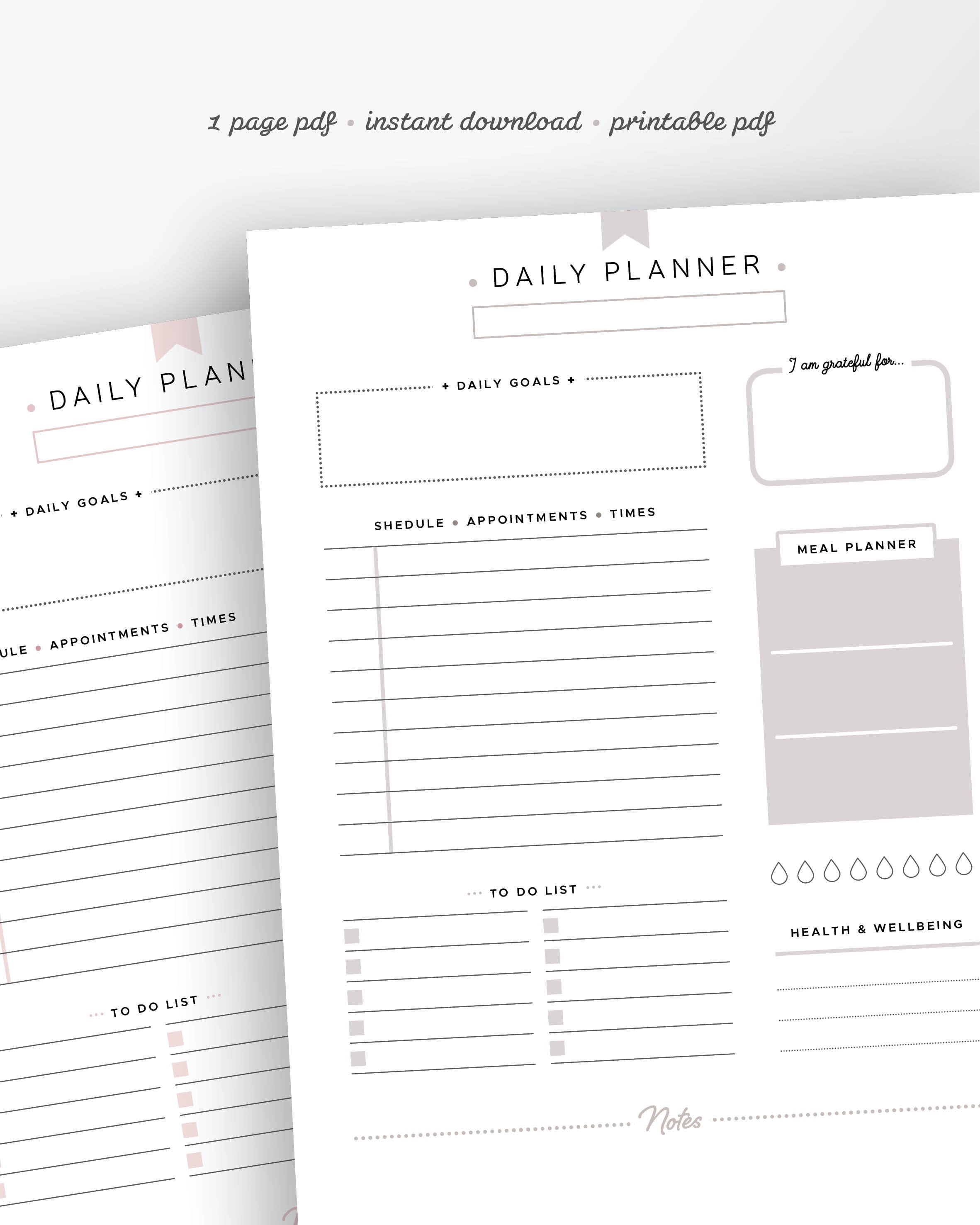 Daily Planner Page, Printable Fillable PDF Insert for Time Management ...
