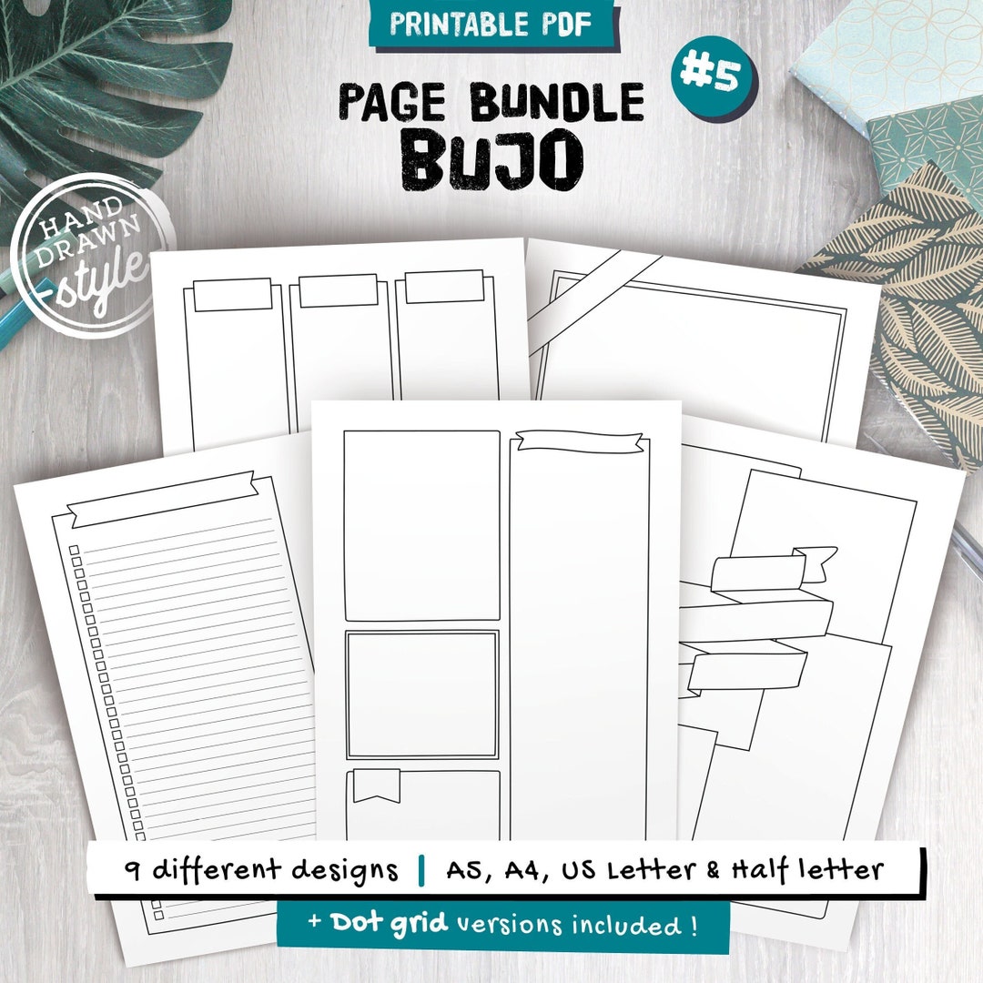 Illustrated Printable Pages, Page Templates for Bullet, Dotted Grid and ...