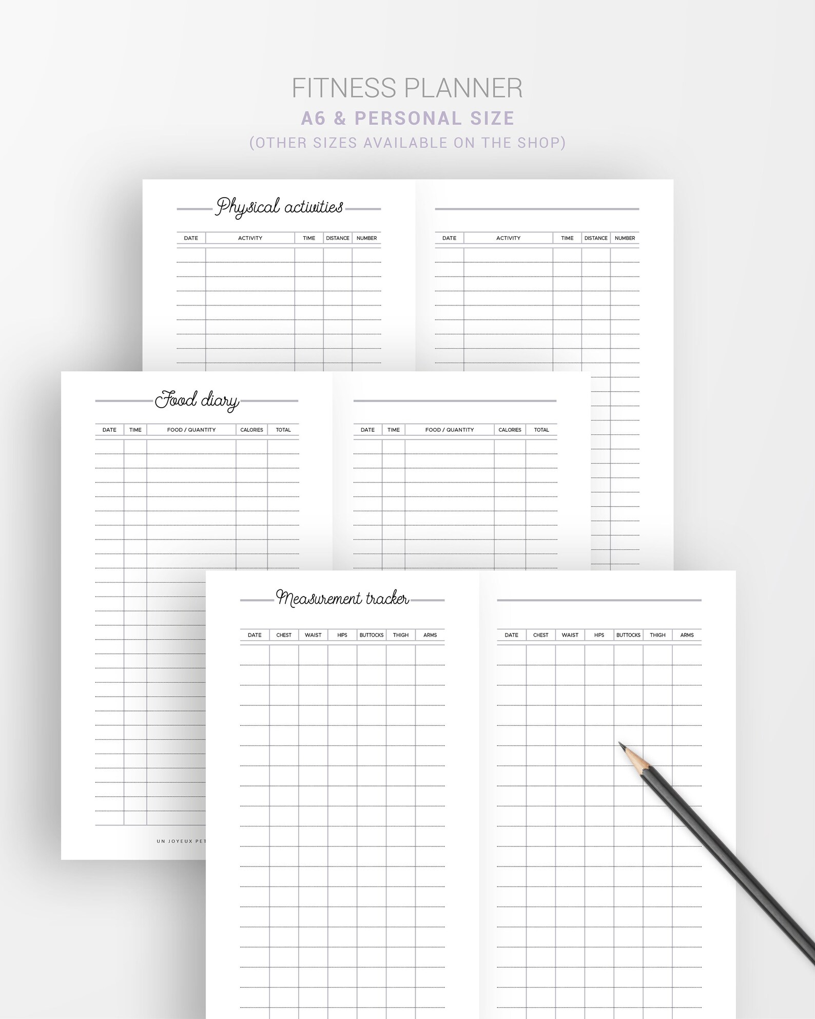 FITNESS PLANNER Printable, Fitness Goals, Food Diary, Fitness Challenge ...