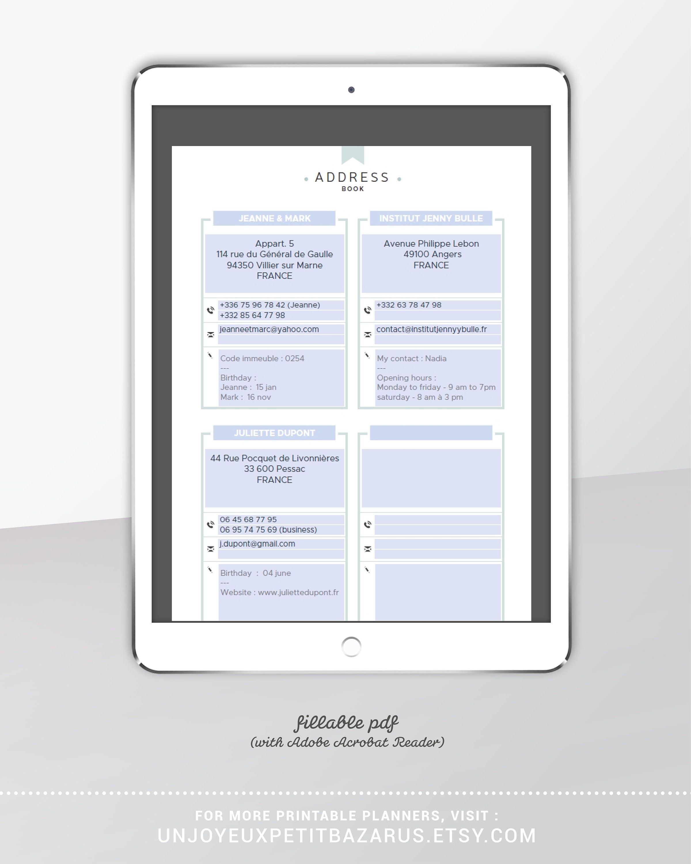 Address Book Printable, Fillable PDF, Contact Phone Number, Contact ...