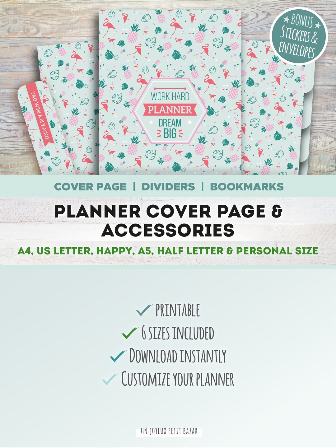 PLANNER COVER PAGE & Accessories, Printable, Cover Page, Divider ...
