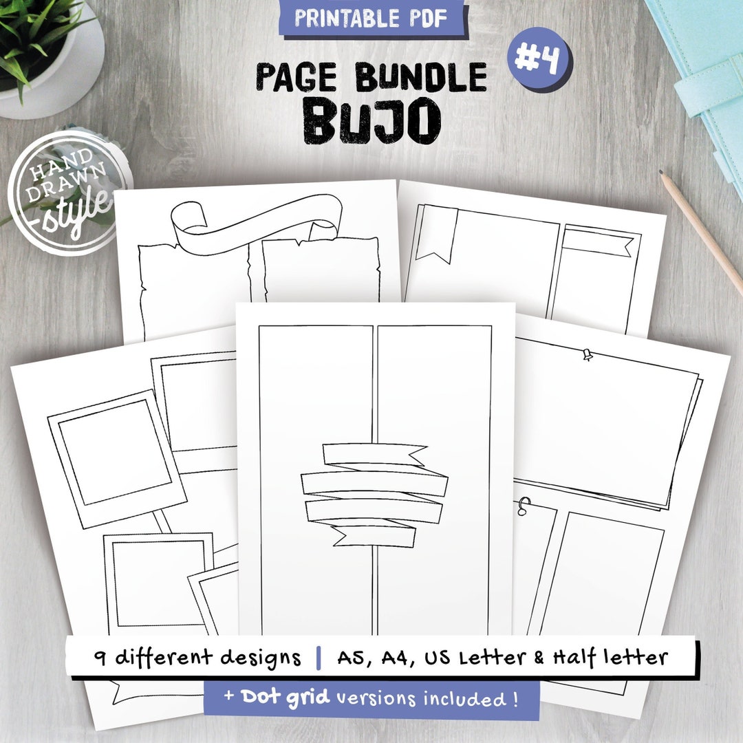 Illustrated Printable Pages, Page Templates for Bullet, Dotted Grid and ...