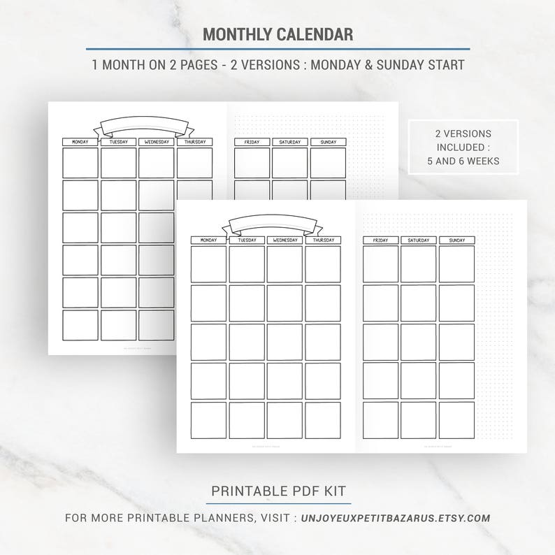 Illustrated Printable Pages for Planner Undated Calendars - Etsy