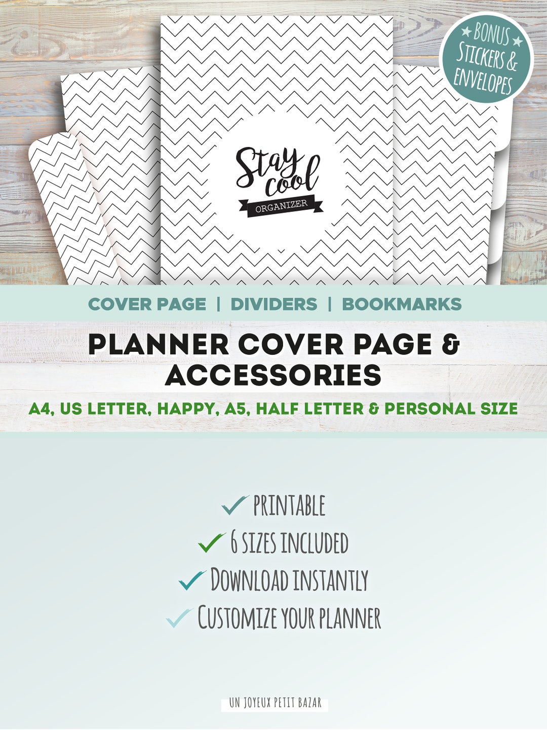 PLANNER COVER PAGE & Accessories, Printable, Cover Page, Divider ...