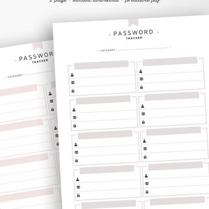 Password Tracker Printable, Fillable PDF Insert, Account Information ...
