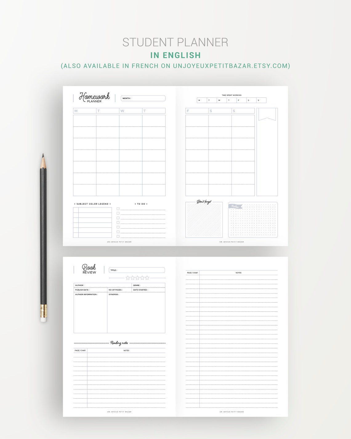 STUDENT PLANNER / Printable / Homework Planner, School, Lesson Planner ...