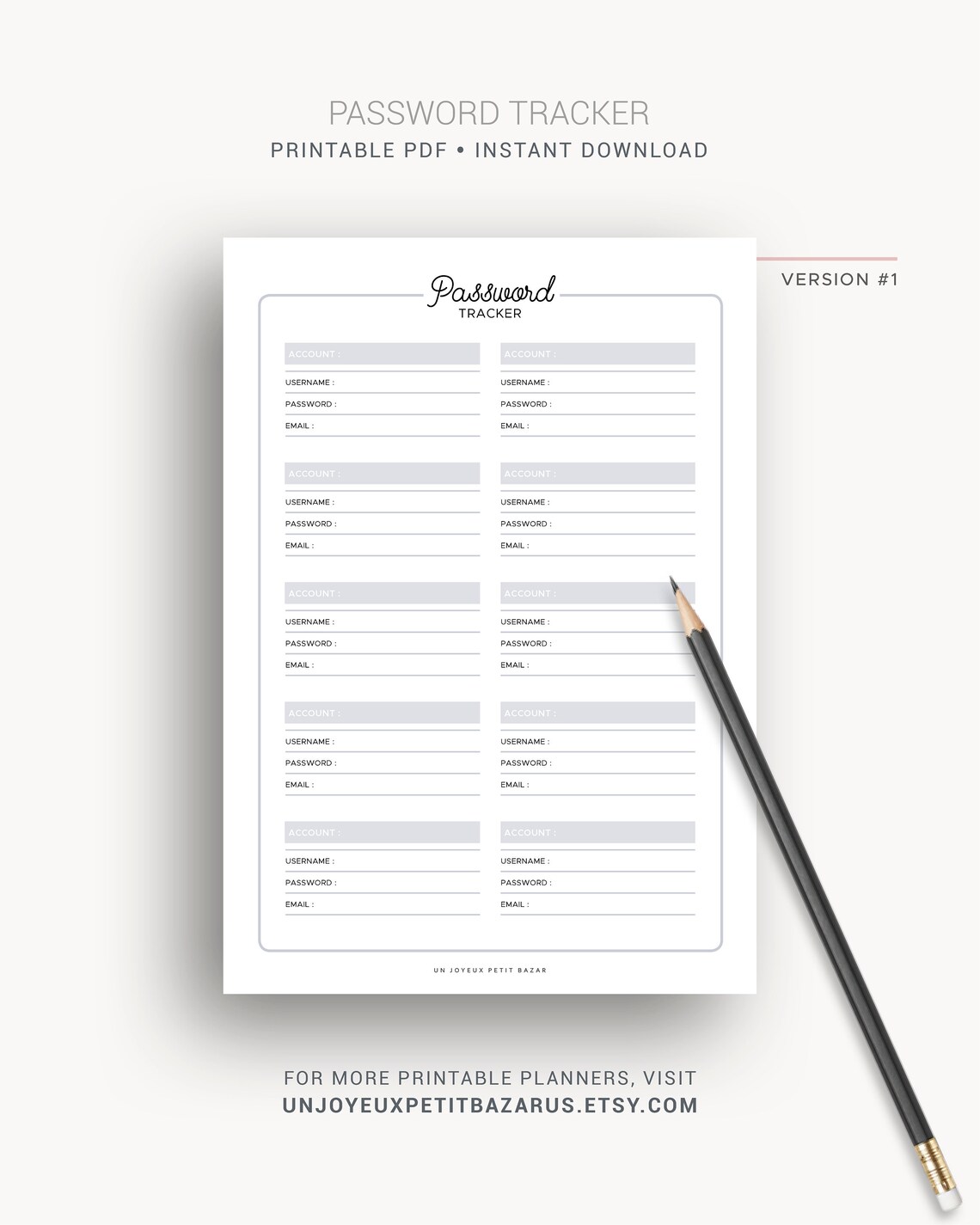 PASSWORD TRACKER / Printable / Account Information Tracker, Pass Code ...