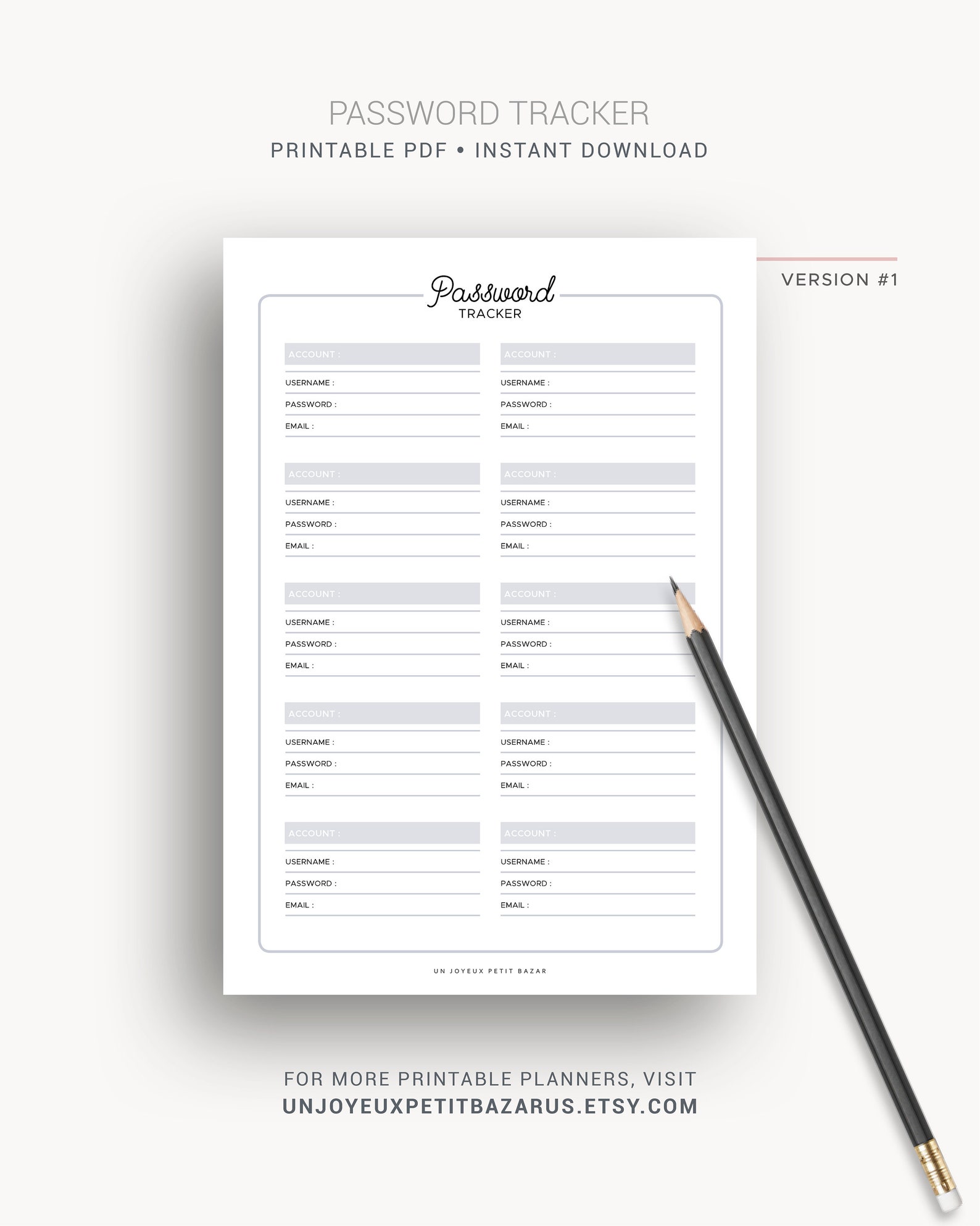 PASSWORD TRACKER / Printable / Account Information Tracker, Pass Code ...