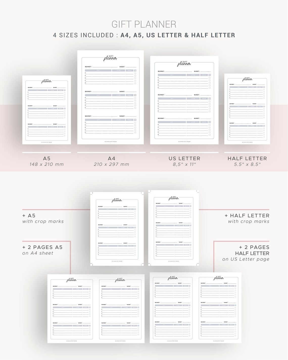 GIFT PLANNER, Printable Inserts, Gift Ideas, Gift List, Organization ...