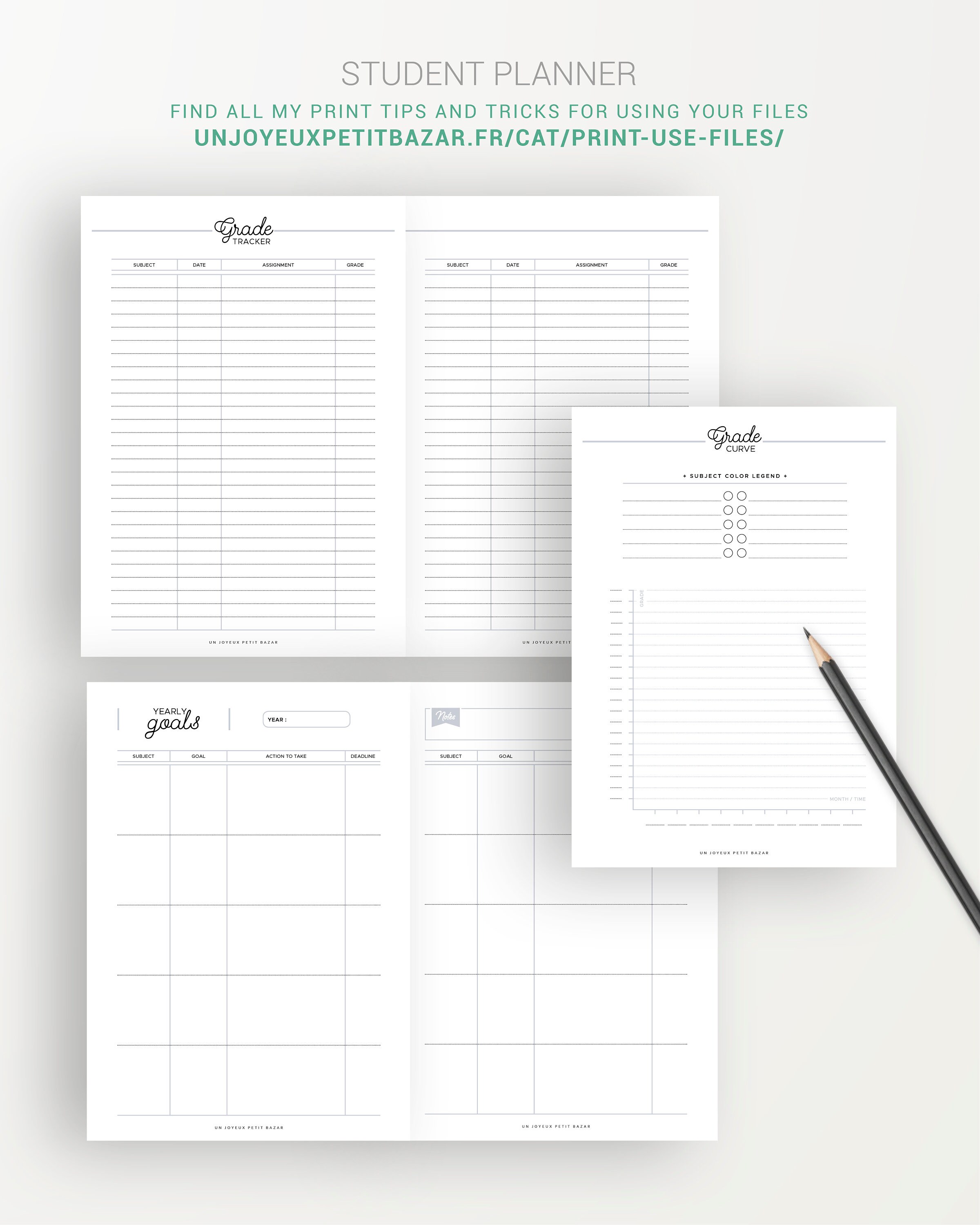 STUDENT PLANNER / Printable / Homework Planner, School, Lesson Planner ...