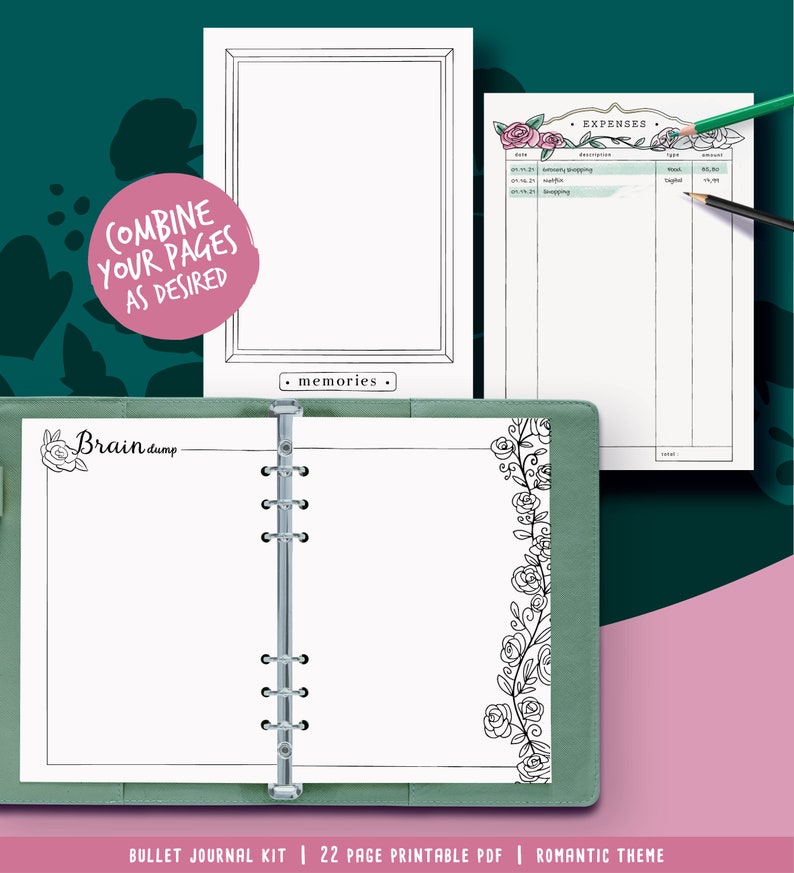 Printable Pages for Illustrated Planner, Coloring Romantic Theme ...