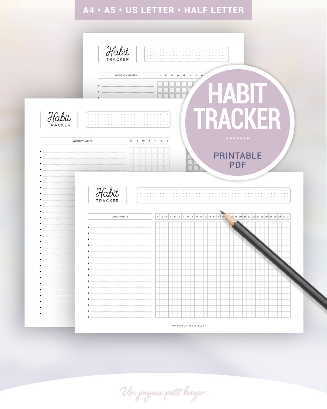 HABIT TRACKER / PRINTABLE : Daily Habits, Weekly Habits, Monthly Habits ...