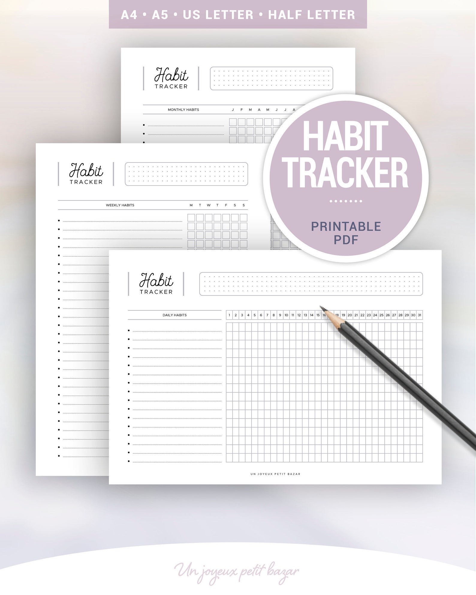 HABIT TRACKER / PRINTABLE : Daily Habits, Weekly Habits, Monthly Habits ...