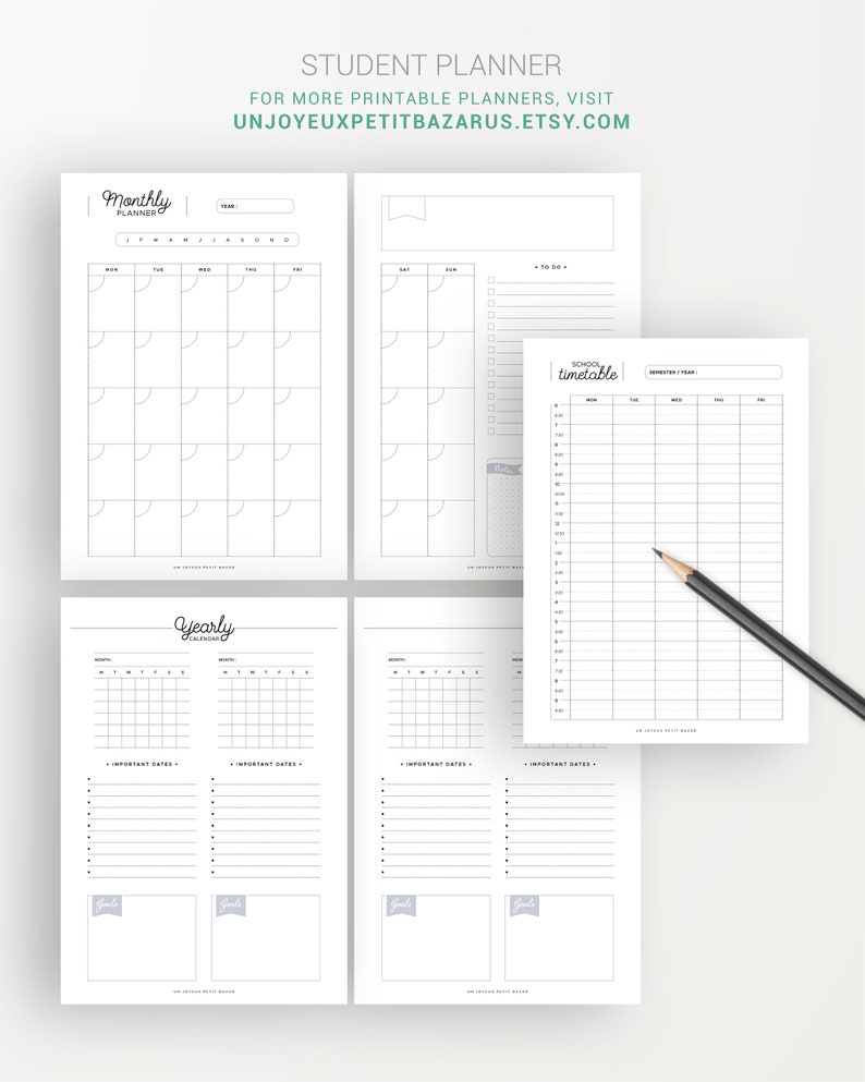 STUDENT PLANNER / Printable / Homework Planner, School, Lesson Planner ...