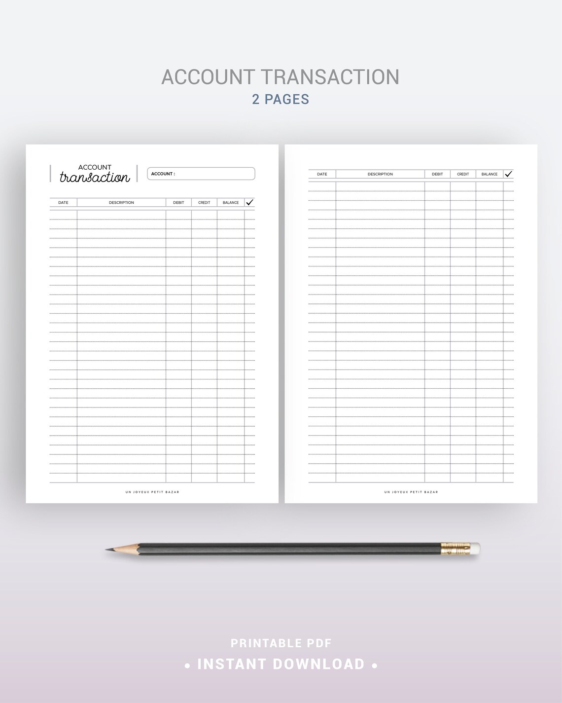 ACCOUNT TRANSACTION, Printable, Income & Expense Tracker, Budget ...