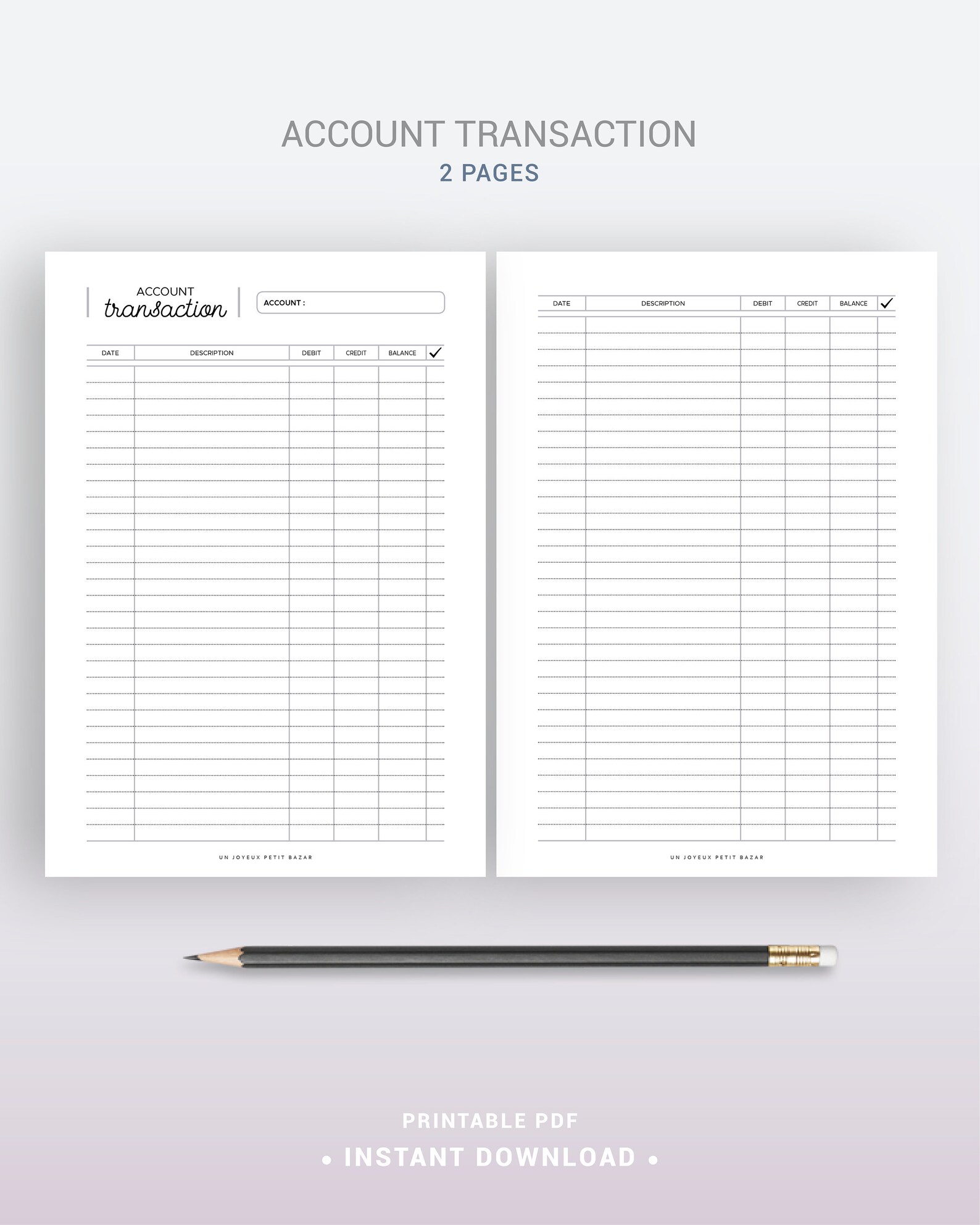 ACCOUNT TRANSACTION Printable Income & Expense Tracker - Etsy