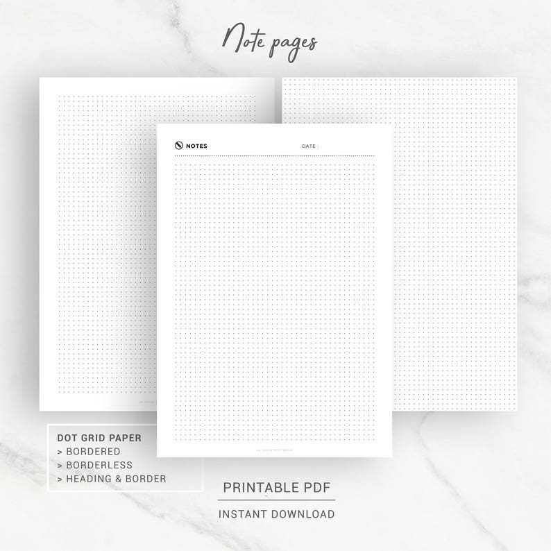 DOT GRID PAPER, Graph Paper & Ruled Paper, Printable, Planner Inserts ...