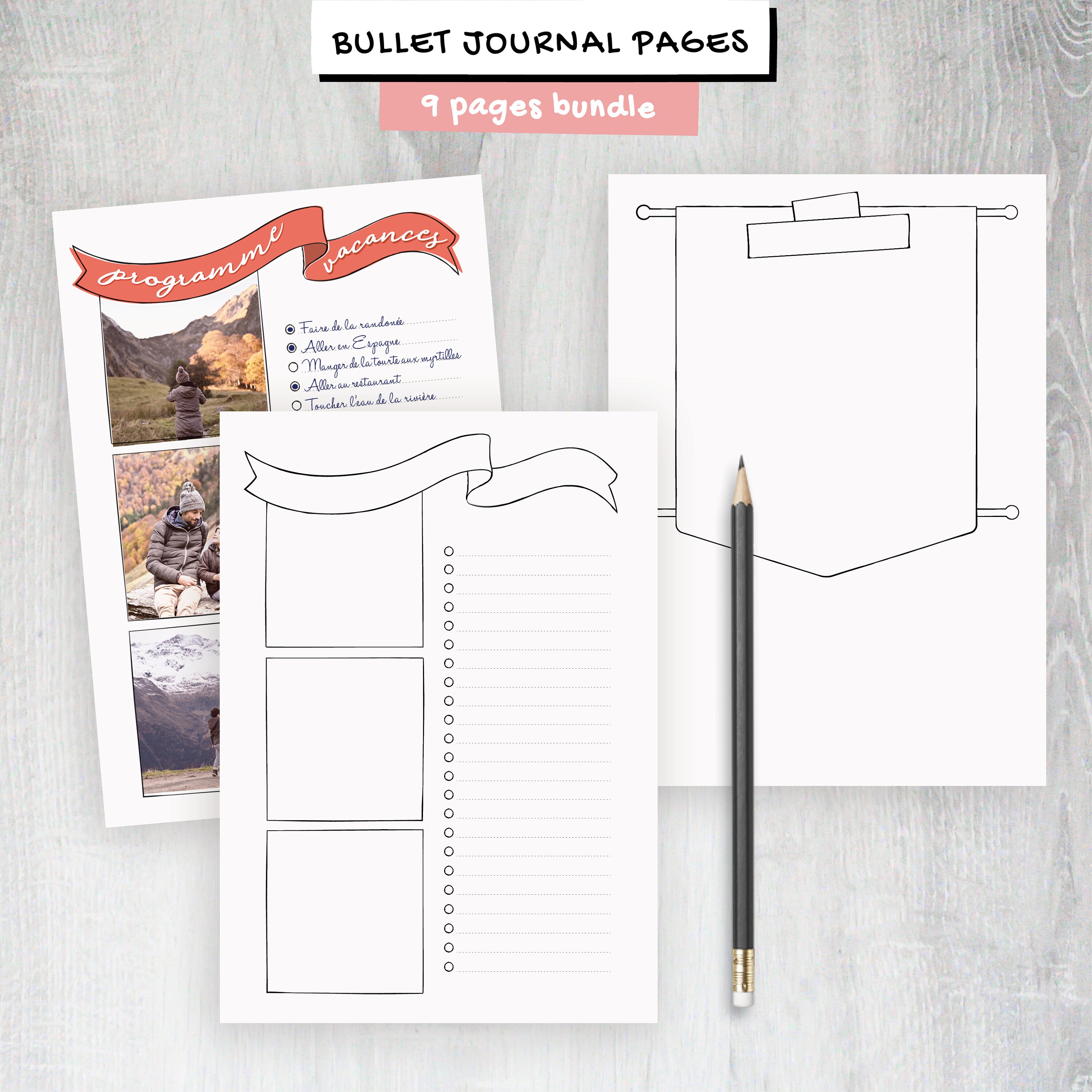 Illustrated Printable Pages, Page Templates for Bullet, Dotted Grid and ...