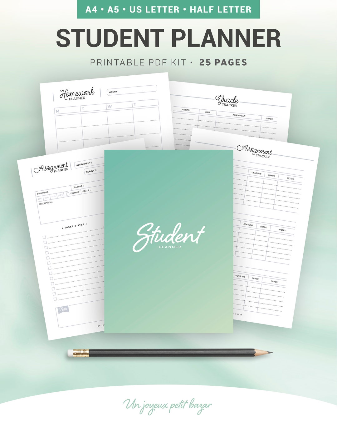 STUDENT PLANNER / Printable / Homework Planner, School, Lesson Planner ...