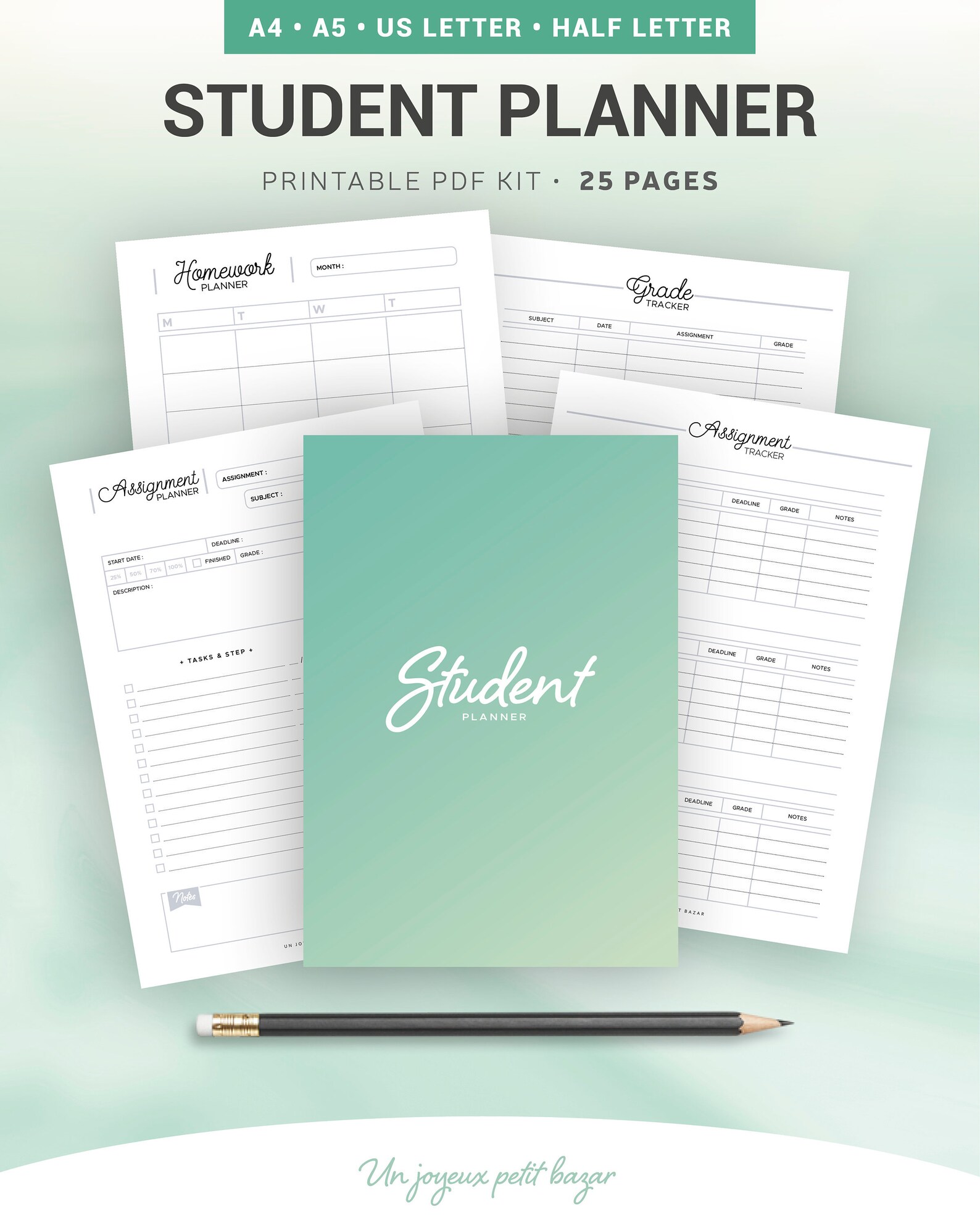 STUDENT PLANNER / Printable / Homework Planner, School, Lesson Planner ...