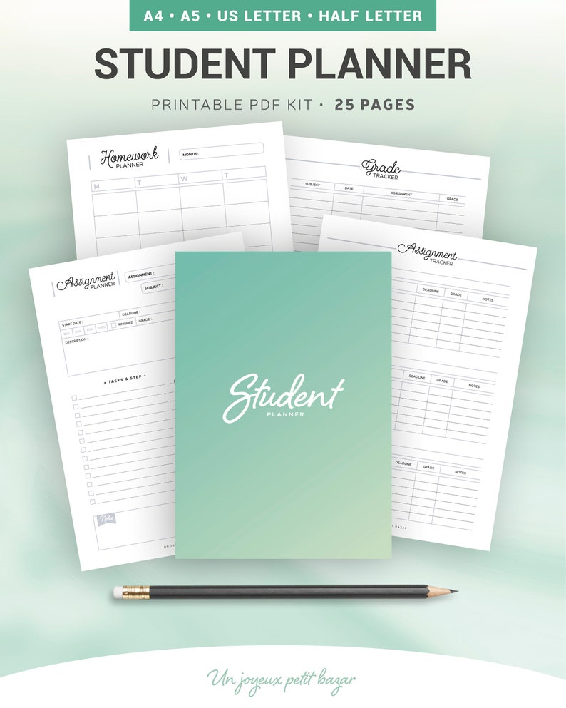 STUDENT PLANNER / Printable / Homework Planner, School, Lesson Planner ...