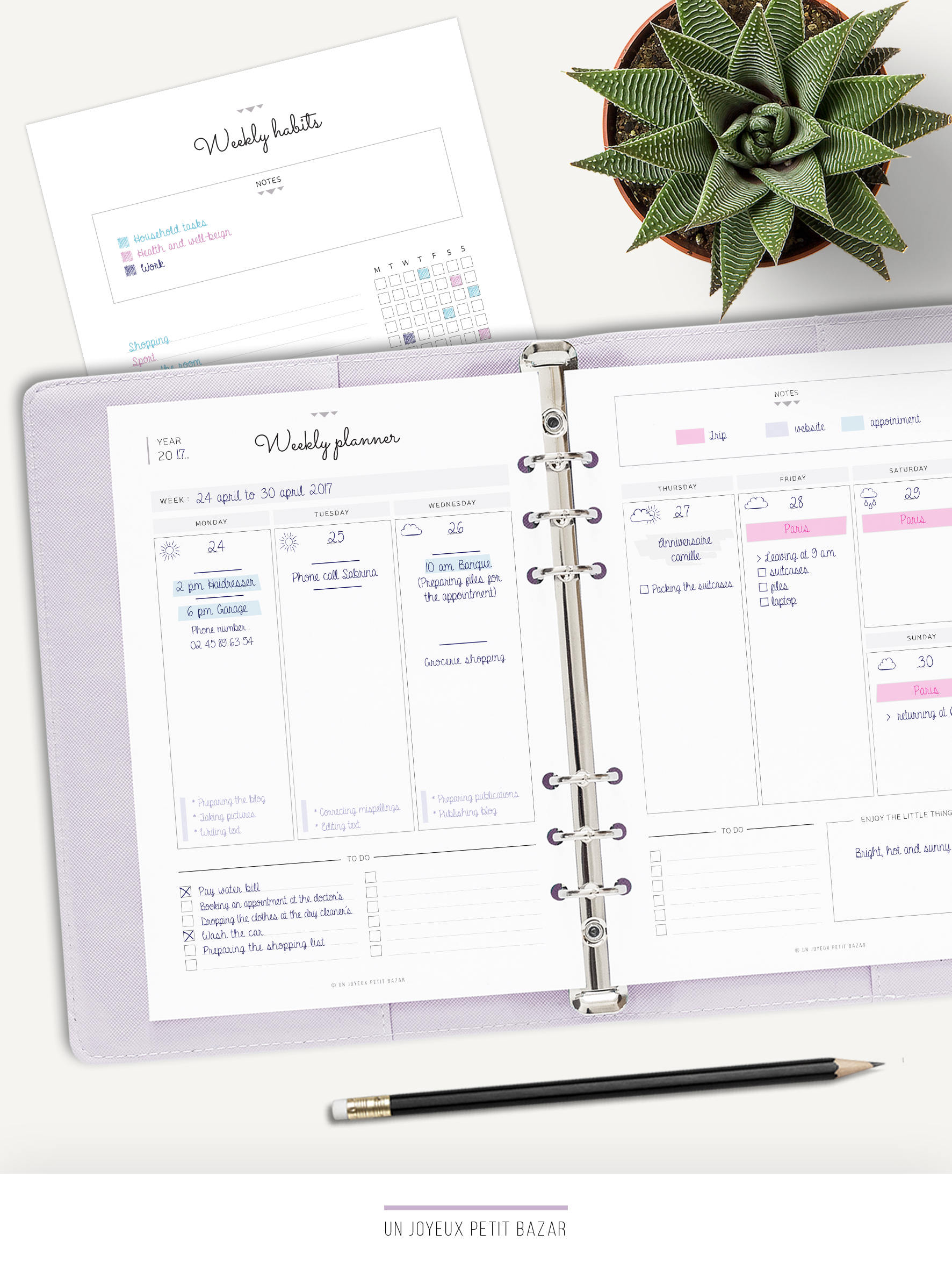 UNDATED PLANNER SET Instant Download Yearly, Monthly, Weekly, Daily ...