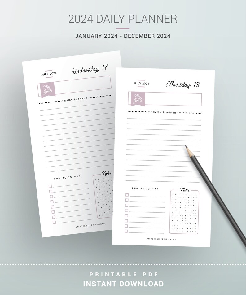 2024 DAILY PLANNER PRINTABLE, Refill Agenda Organiser, Pdf 2024 Daily ...