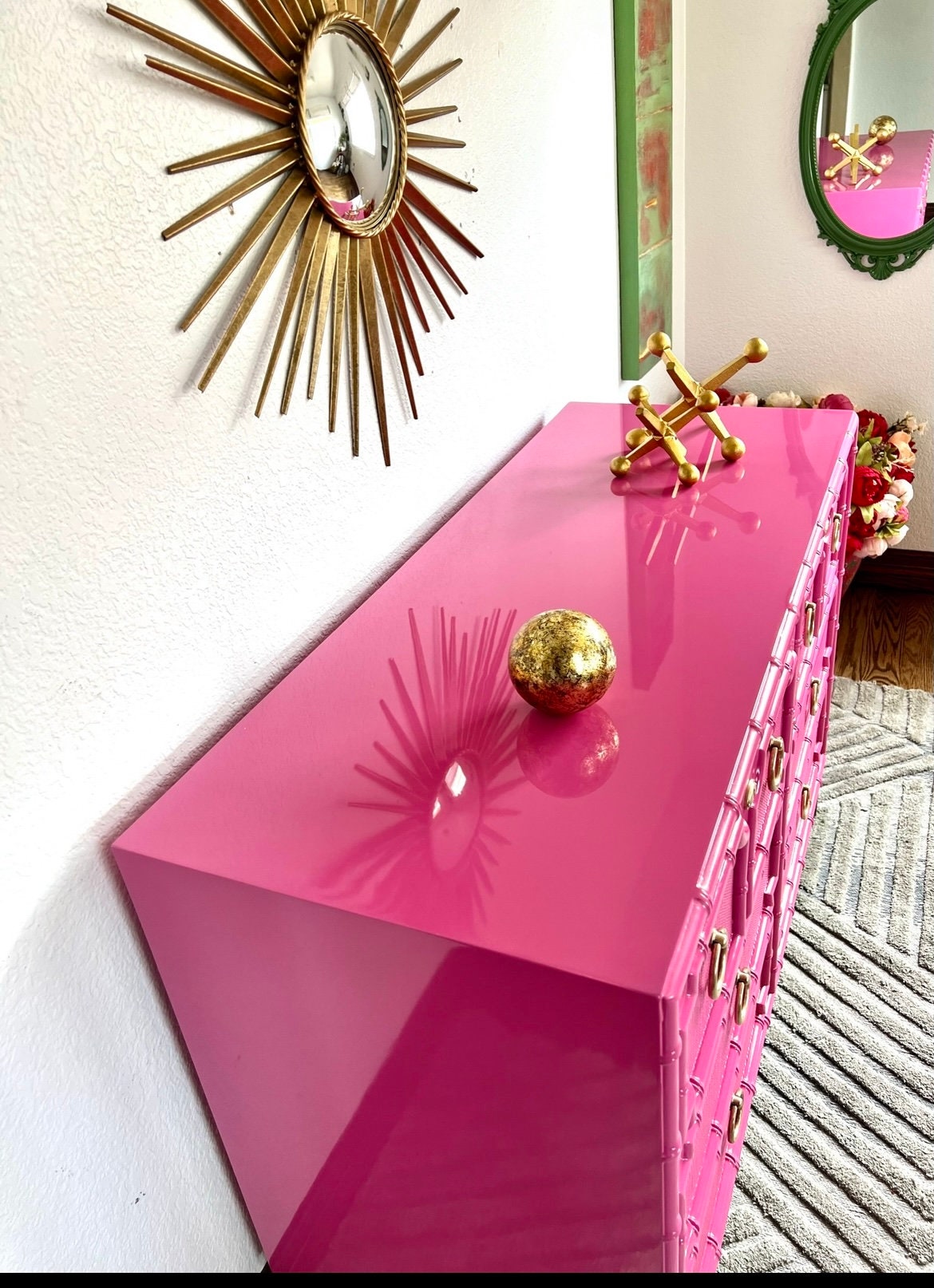 CUSTOMIZABLE Dixie Faux Bamboo Wicker Front Tallboy in the Color of ...