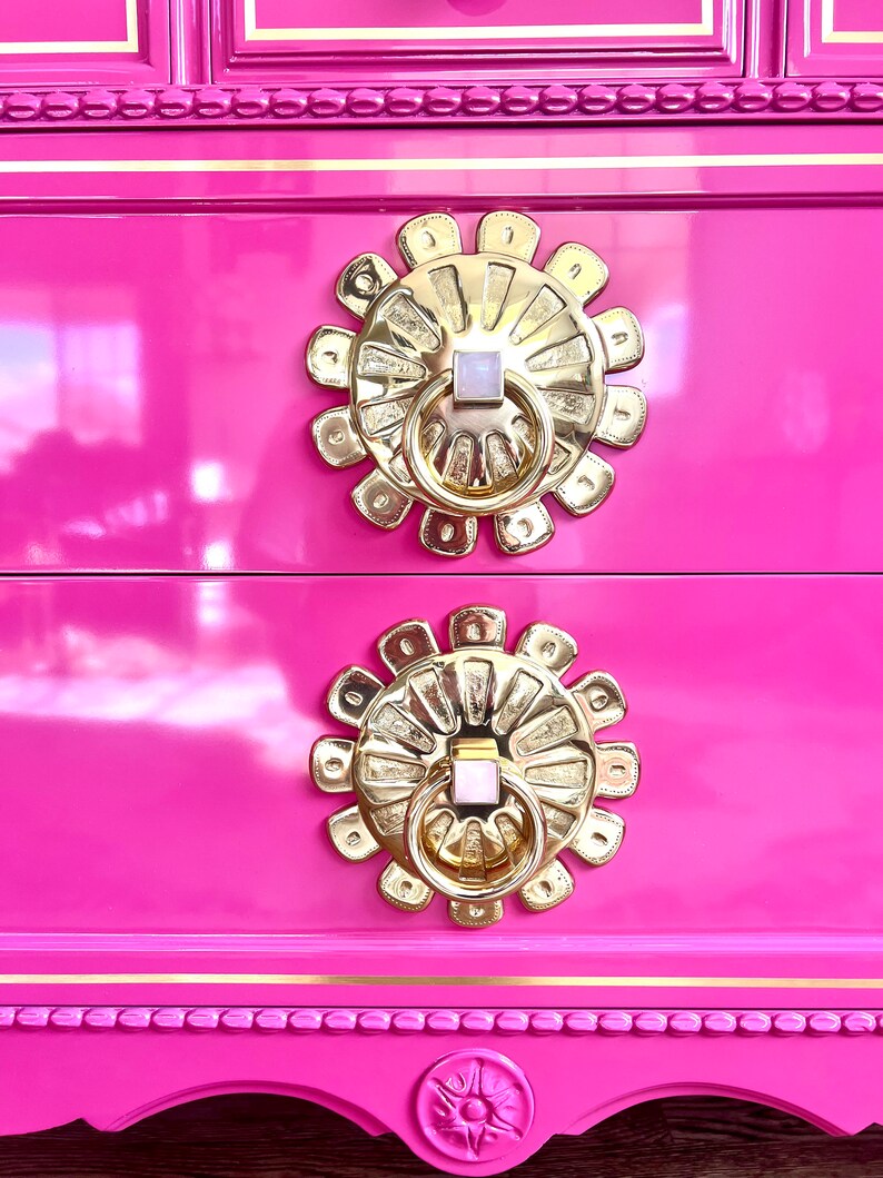 Vintage Hot Pink Hollywood Regency Dresser/buffet/credenza, Storage ...