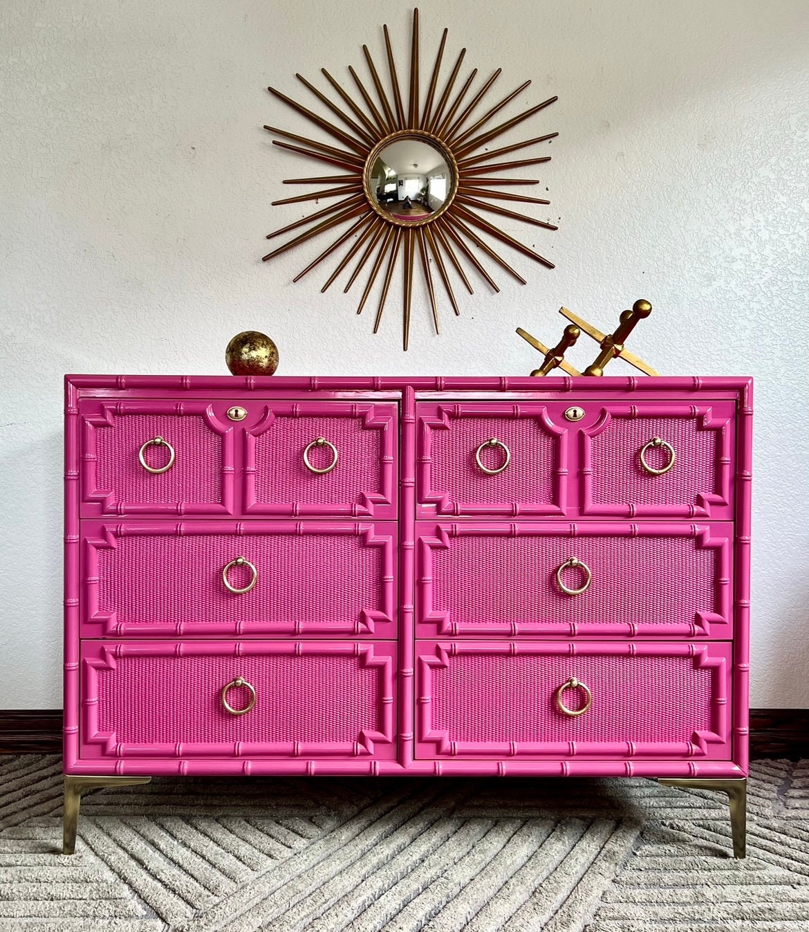 CUSTOMIZABLE Dixie Faux Bamboo Wicker Front Tallboy in the Color of ...