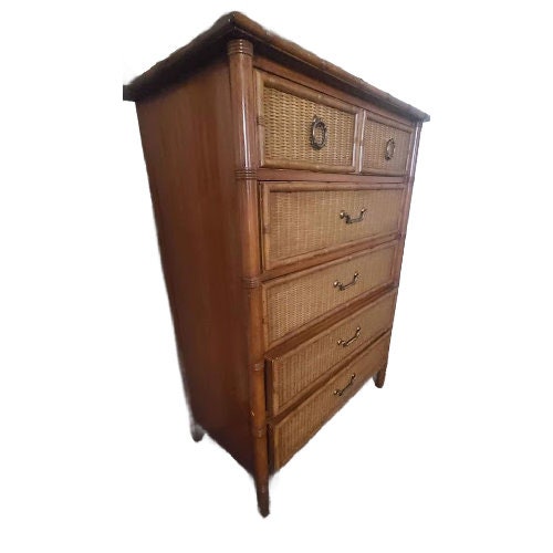 CUSTOMIZABLE Dixie Faux Bamboo Wicker Front Tallboy in the Color of ...