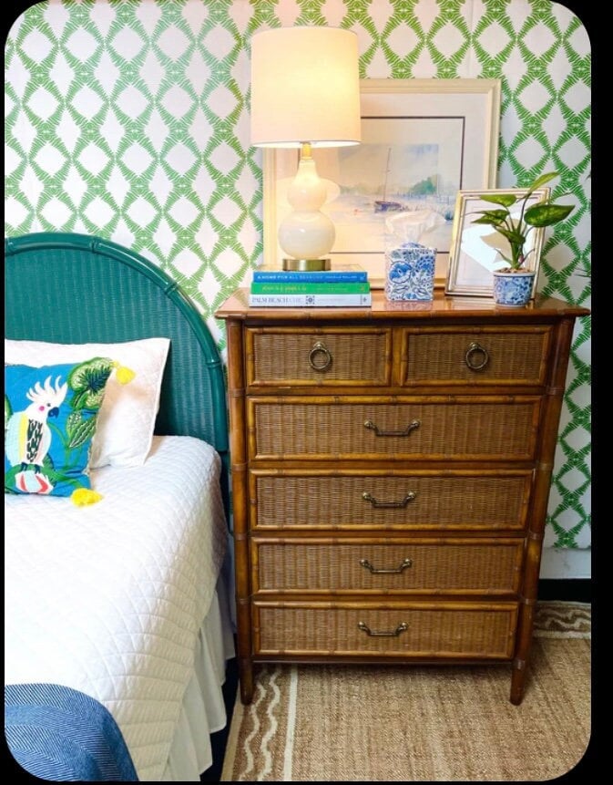 CUSTOMIZABLE Dixie Faux Bamboo Wicker Front Tallboy in the Color of ...