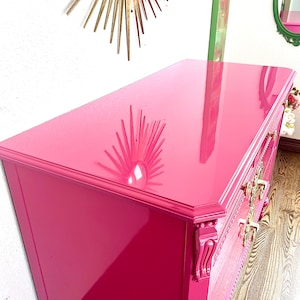 Vintage Hot Pink Hollywood Regency Dresser/buffet/credenza, Storage ...